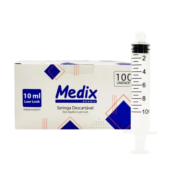 Seringa Hipodérmica sem Agulha Luer Lock 10ML Caixa Com 100unidades Medix - SupriClinic